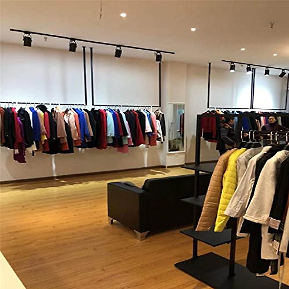 Wall-Mounted Heavy-Duty Clothes Rails, Metal Clothing Display Racks, Suspended Commercial Ceiling Hangers, Ceiling-Mounted Hangers/Black / 100cm×100cm