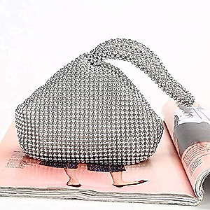 Leemiman Silver Evening Handbag Beaded Clutch Purses For Women Wedding Party Prom Evening Bag, 1920s Flapper Gatsby Costume Accessories