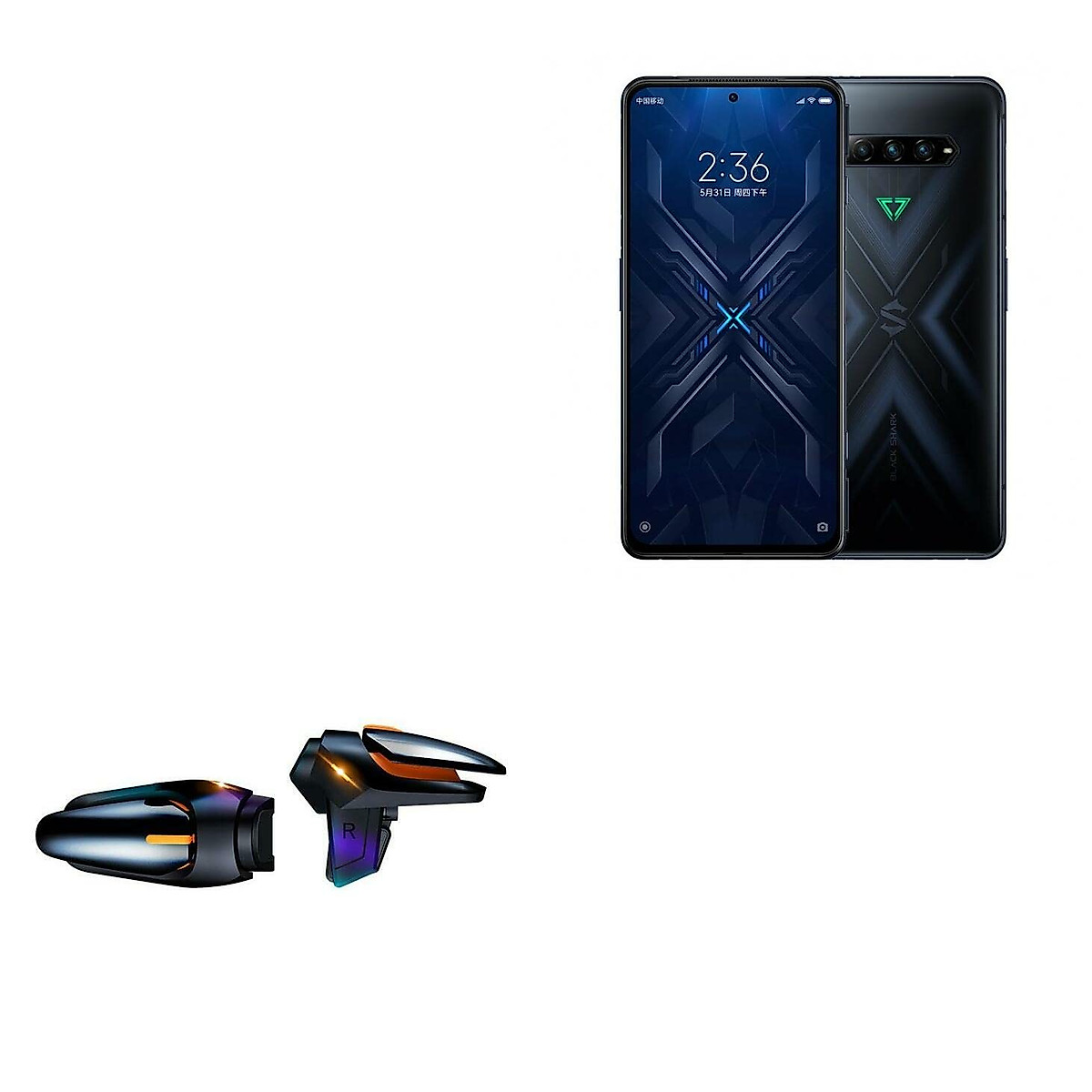 BoxWave Gaming Gear Compatible with Xiaomi Black Shark 4 Pro - Touchscreen QuickTrigger Auto, Trigger Buttons Autofire Gaming Mobile FPS - Jet Black