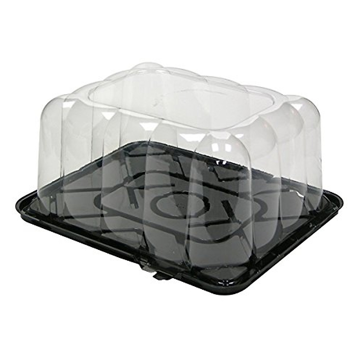 Pactiv APET Plastic Premium 1/8 Sheet Rectangle Cake Container Black/Clear | 50/Pack