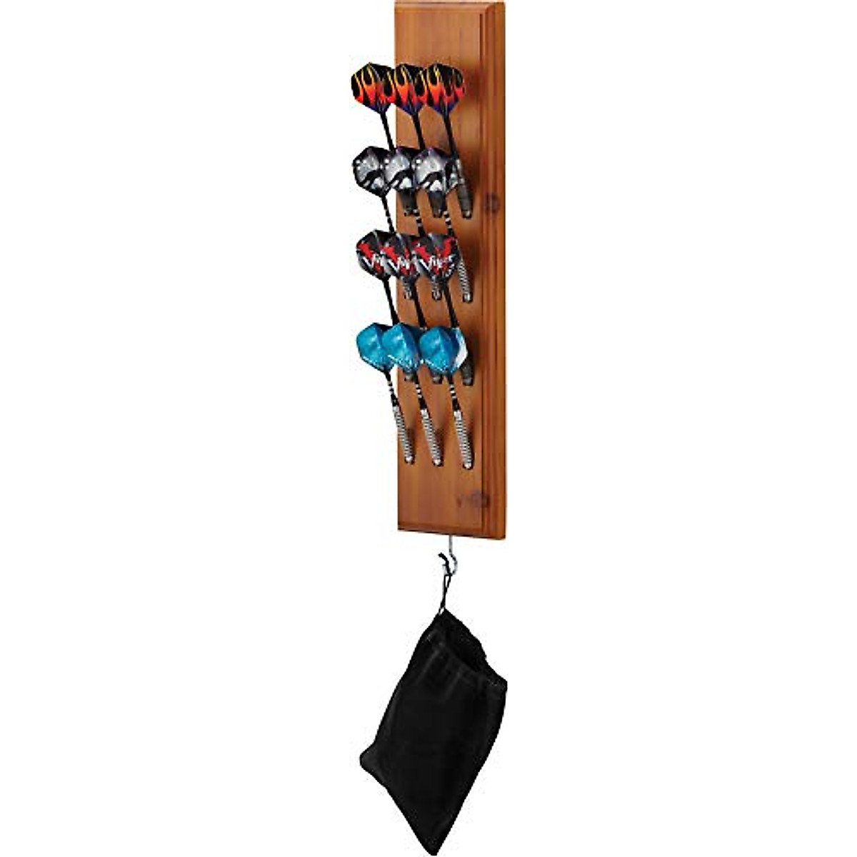 Viper Dart Caddy Solid Wood Wall Mounted Dart Holder / Stand, Displays 4 Sets of Steel or Soft Tip Darts, for all Sisal & Electronic Dartboards, Surrounds & Cabinets, Cinnamon Finish