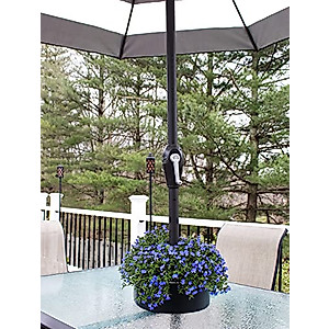 AuldHome Umbrella Planter for Patio Table with Umbrella Hole, Enamelware Half-Circle Planter Pots