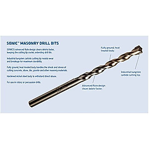 Century Drill & Tool 86956 Sonic Masonry Drill Bit, 7/8" x 6"