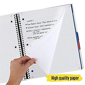Five Star Advance Spiral Notebook Plus Study App, 3 Subject, College Ruled Paper, 11" x 8-1/2", 150 Sheets, With Spiral Guard and Movable Dividers, White, 1 Count (73142)
