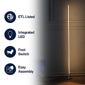 JONATHAN Y JYL7007B Iris 59.5" Integrated Dimmable LED Floor Lamp Modern Standing Lamp Contemporary for Bedrooms, Living Room, Office, Reading, Gold