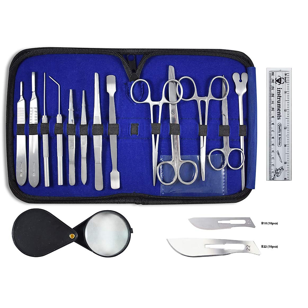 DR Instruments-DR78662 36 Pcs Comprehensive Dissection Kit – Made with Surgical Stainless Steel. Ideal for Biology, Anatomy, Botany, and Veterinary Students and Faculty with Deluxe Case