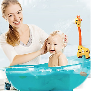 Little Bado Giraffe Electric Spray Water Squirt Sprinkler Baby Bath Toys Bathtub Shower Pool Bathroom Toy for Infants Babies 6-12 Months Toddlers 1-3 Years