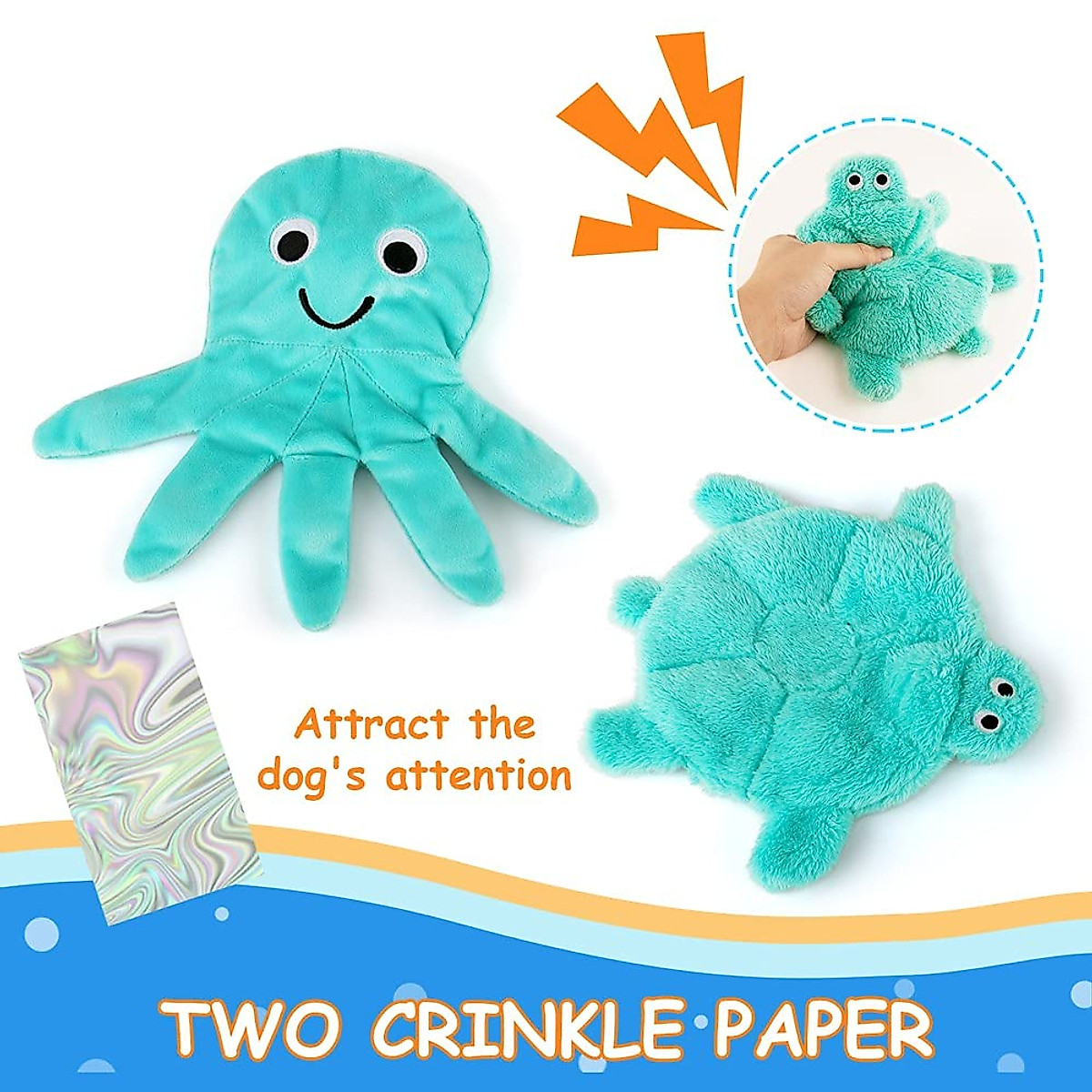 AWOOF No Stuffing Dog Toys, Crinkle Dog Toys Squeaky Dog Toys Cute Animal Dog Plush Toys for Small Medium Large Dogs Puppy Teething Chew Toys Dog Toys Bulk 5 Pack