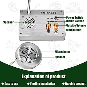 Retekess TW103 Window Speaker, Window Intercom,Independent Volume Control,Recording Function,for Travel Agency,Medical Center