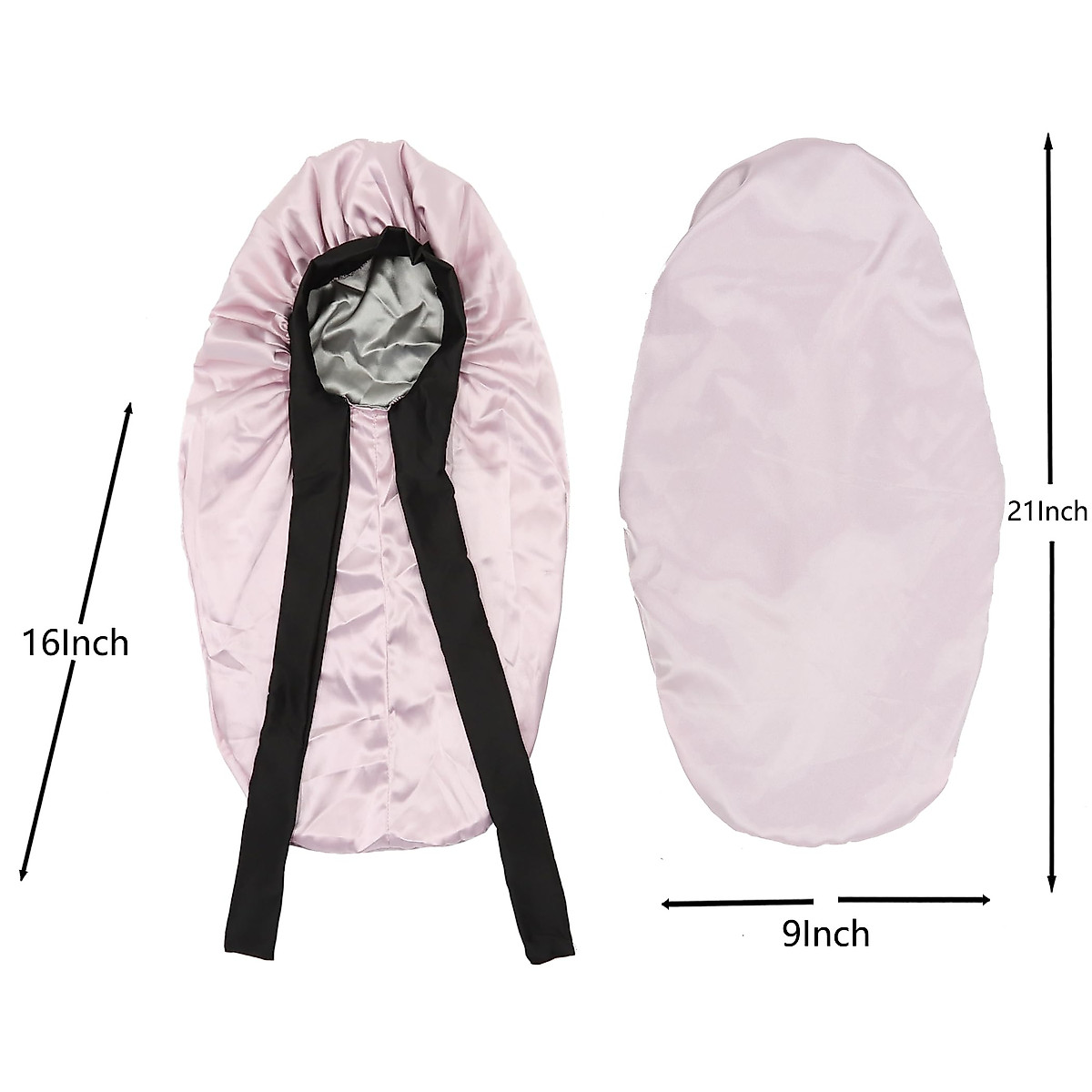 brcok Kids Braid Long Bonnet Girls Satin Bonnet Sleeping Cap Double Layer with tie Band Silk Hair Bonnet for Toddler Child (Kids Long Pink)