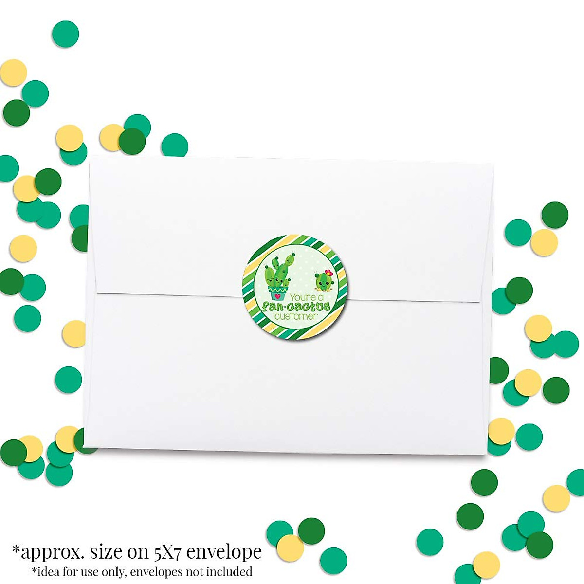 Funny You’re A Fantastic Customer Cactus Thank You Customer Appreciation Sticker Labels for Small Businesses, 60 1.5" Circle Stickers by AmandaCreation, for Envelopes, Postcards, Direct Mail, More!