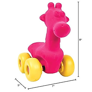 Rubbabu Pink Giraffe Aniwheels Baby Toy 7 Inch - 12 Months & up