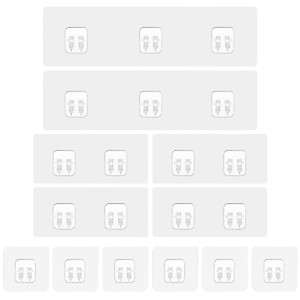 ALAHUGYEF 12 Pcs Adhesive Sticker Hooks for Shower Caddy, Adhesive Sticker Replacement Hook for Corner Shower Shelve, Strong Sticky Heavy-Duty Wall Adhesives Transparent for Bathroom Soap Holder