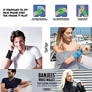 Sprigs Banjees 2 Pocket Wrist Wallets For Women and Men/Wrist Band/Wrist Pocket for Travel, Walking, & Running Wrist Wallet Pouch That Holds Cash, Card, ID's, and More