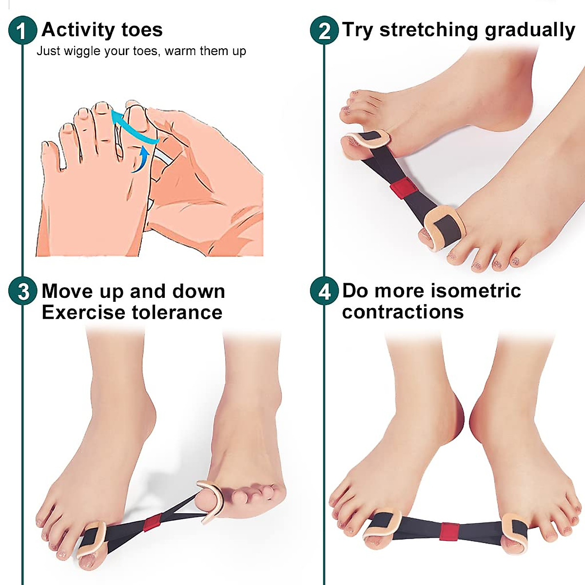 Toe Corrector Toe Separator Bunion Splint 【2024 Updated】 Hallux Valgus Bunion Big Toes Corrector Set Bunion Brace Bunion Exercise Strap Orthopedic Kit Bunion Pain Relief (free, Blue)