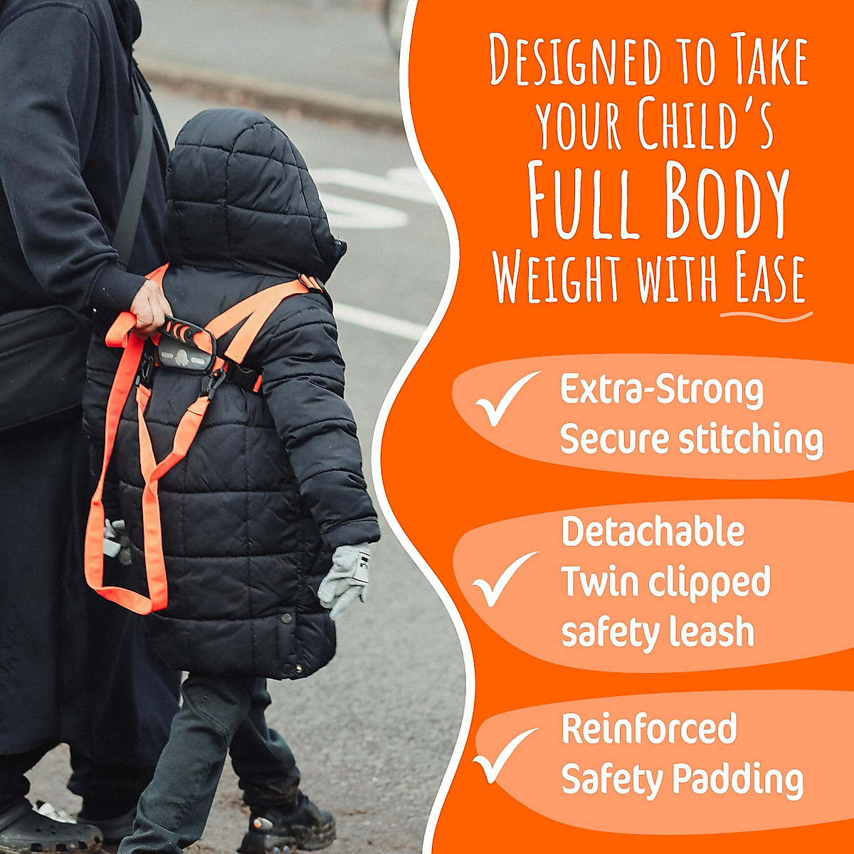Hobbledehoo Active Child Harness, Safety Harness For Kids & Toddlers Aged 2-7 Years, Child Harness For Walking & Supporting SEN and Special Needs (Orange Harness with Leash)