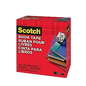 Scotch Book Tape, 2 in x 540 in, Excellent for Repairing, Reinforcing Protecting, and Covering (845)