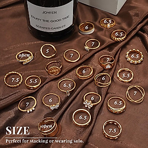 KISS WIFE Gold Knuckle Rings Set for Women, Dainty Simple Trendy Cute Stackable Finger Rings Pack, Perfect for Stacking Layering on Thumb and Knuckle, Mixed Size, Jewelry Gift (Cute)