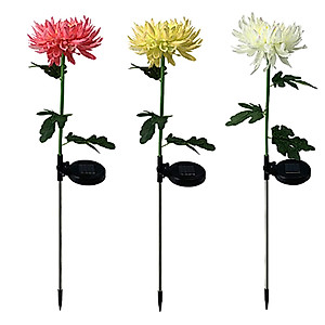 3PCS Outdoor Solar Garden Lights,Spring Artificial Chrysanthemum Waterproof Solar Light LED Lamp, Outdoor Garden Simulation Flower Lawn Lights Home Garden Decor