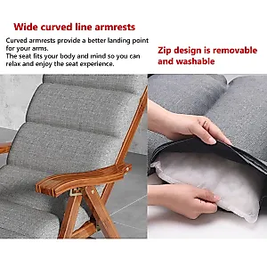 LEIYTFE Folding Reclining Chair Sun Loungers Chair with Armrest Zero Gravity Chair Bamboo Lazy Chair with Footrest,Relaxing Chaise Recliner for Patio Garden Balcony (Color : Without, Size : Walnut)