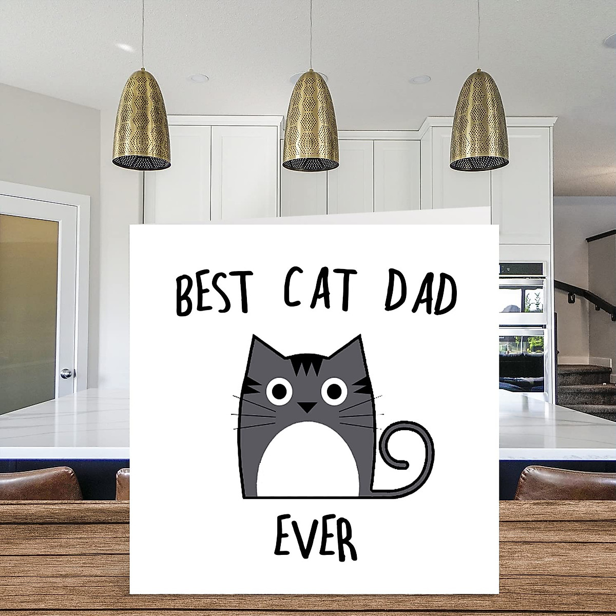 Birthday Cards for Dad from the Cat - Best Cat Dad Papa Ever - Cat Birthday Card from Cat for Dad, Funny Cat Dad Papa Gifts, 5.7 x 5.7 Inch Joke Happy Father's Day Greeting Cards Gift for Daddy Papa