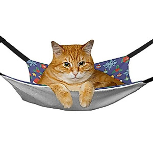 Christmas Hats Pattern Pet Hammock Comfortable Adjustable Hanging Bed for Small Animals Dogs Cats Hamster