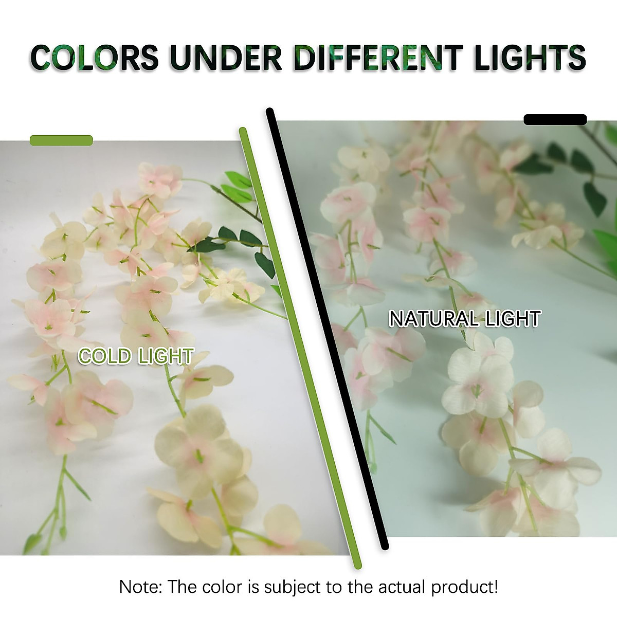 Luerbi 12 Pack Champagne Wisteria Hanging Flowers Garland, 3.77 Feet Artificial Flower Vines, Fake Wisteria, Artificial Vines Hanging Garland for Backdrop Outdoor Yard Garden Decor