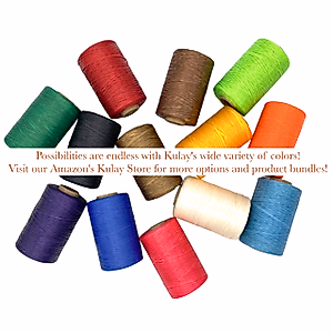 Kulay Artificial Deer Sinew Natural Waxed Flat Polyester Thread for Beading, Leather, Tie-dye Crafts and Sewing, Natural Sinue (5-Ply, 300 Yards or 900 Feet)