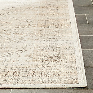 SAFAVIEH Vintage Collection Area Rug - 8' x 10', Stone, Oriental Distressed Viscose Design, Ideal for High Traffic Areas in Living Room, Bedroom (VTG118-3440)