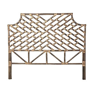 Kouboo Rattan Chippendal Headboard, California King, Handmade, Bedroom Furniture, Bohemian Decor, Headboard, Antique Brown