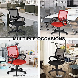 Geniqua Ergonomic Mid Back Support Mesh Computer Task Chair Adjustable Height Rolling Swivel for Work, Home Office, Black