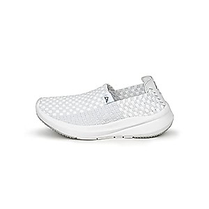 Woven Shoes Basic, Casual Woven Slip On Walking Shoes for Everyone, Comfortable Shoes and Light-Weight Shoes, Handmade Shoes, White, Size 6.5