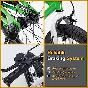 RoyalBaby Freestyle Kid’s Bike for Boys and Girls, 18 inch with Kickstand, Green (RB18B-6G)