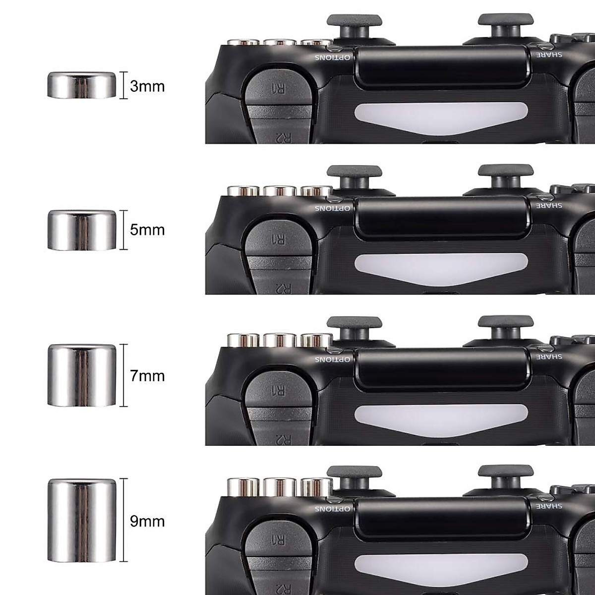 eXtremeRate Magnetic Metal Bullet Buttons for PS4 Controller, Adjustable Action Buttons, Replacement Parts Repair Kit for PS4 Slim Pro Controllers (20 in 1)