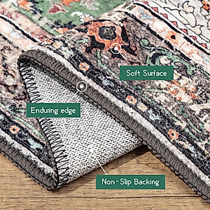 YesRug Small Rug 2x3 Green Boho Vintage Rug for Bathroom Entryway Hallway Kitchen Throw Rug Low Pile Non Slip Washable Floor Carpet