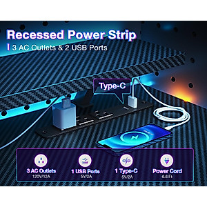 ODK Reversible Gaming Desk with USB Charging Port and LED Lights, 40 Inch Computer Desk with Storage Shelves & Monitor Stand, Study Table for Home Office, Small Space Bedroom, Carbon Fiber Black