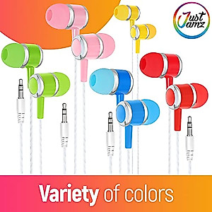JustJamz Earbuds for School - Wired Earbuds for Kids - Wired Earphones - Noise Cancelling Earbuds for Kids - Wired Ear Buds - Earbuds for Kids for School - Pack of 100 Marble - Ear Buds Wired