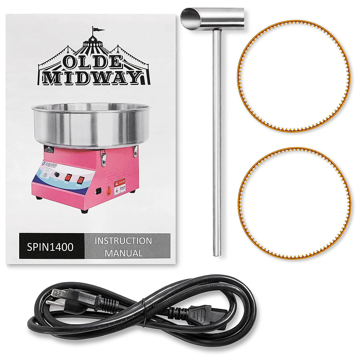Olde Midway Commercial Quality Cotton Candy Machine and Electric Candy Floss Maker with Bubble Shield