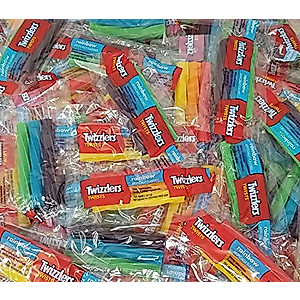 TWIZZLERS Twist Rainbow Easter Candy Fruit Flavored Chews, Triple Twist Snack Size, Bulk Pack 2 Pounds