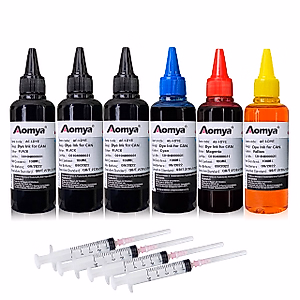 Aomya Ink Refill kit for Canon PG240 CL241 PG245 CL246 PG-243 CL-244 Refillable Ink Cartridge PIXMA MG3620 MG2522 MG2525 TS3322 4 Color Set 100ml (3BK, C, M, Y)