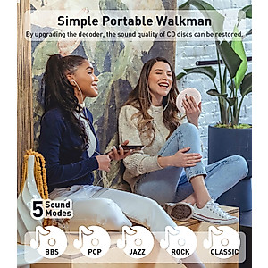 QUALORI CD Player Portable with Headphones,Small Discman CD Player, Anti-Skip and Shockproof for Home,Travel,Car, Personal Compact Music CD Walkman for Kids/Students/Seniors-White