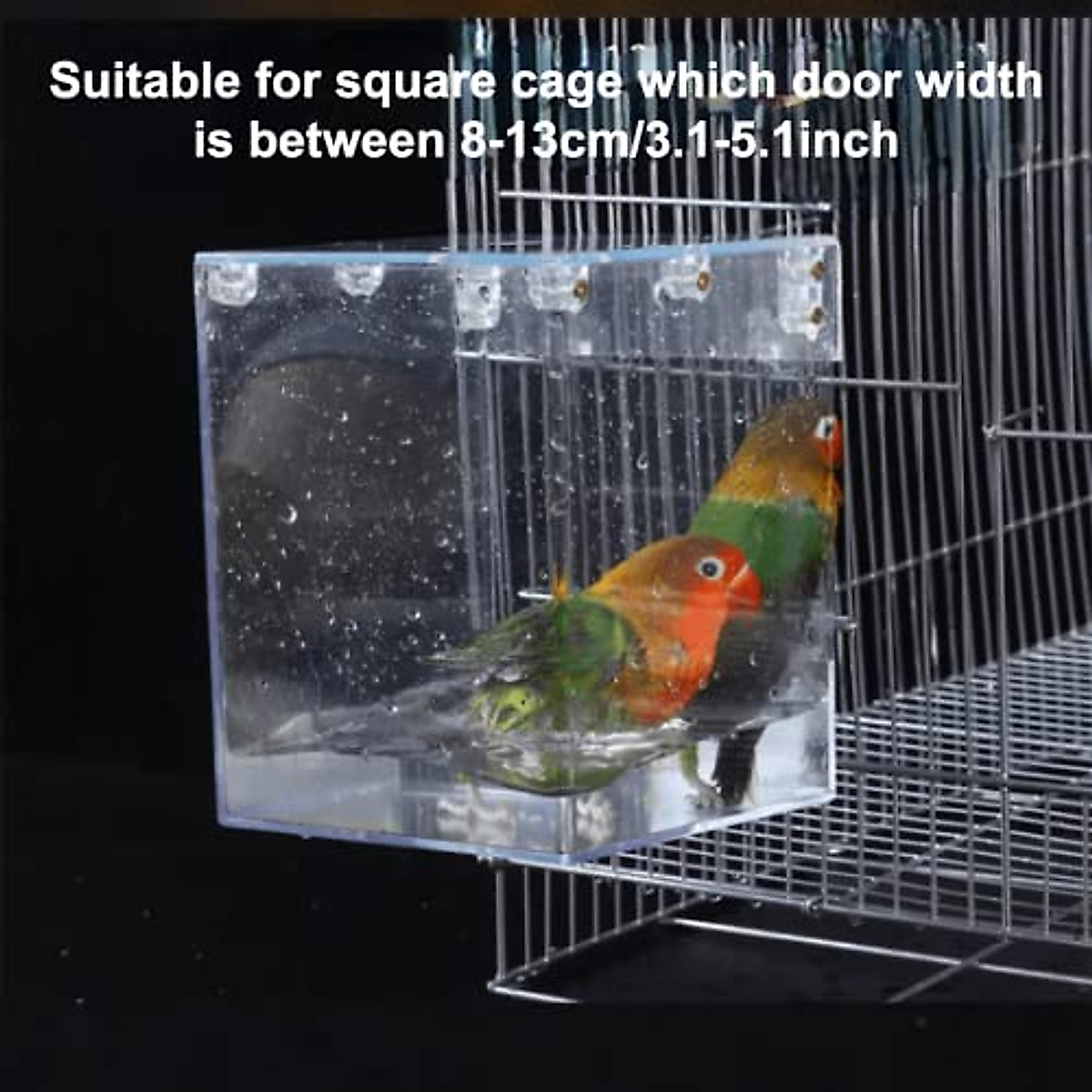Bath Cage, Cleaning Pet Supplies Cockatiel Bird Bathtub with Water Injector for Small and Medium Birds Parrots Spacious Parakeets Portable Shower for Square Birdcage