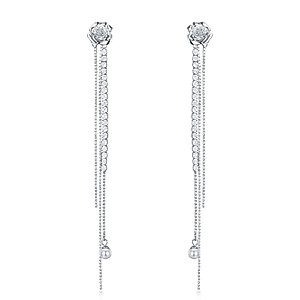 POPKIMI Rose Flower Earrings 925 Sterling Silver Dangle Drop Hook Earrings Birthday Gifts for Women Women Earrings Love Heart Rose Flower Earrings Christmas Birthday Gifts (Silver)