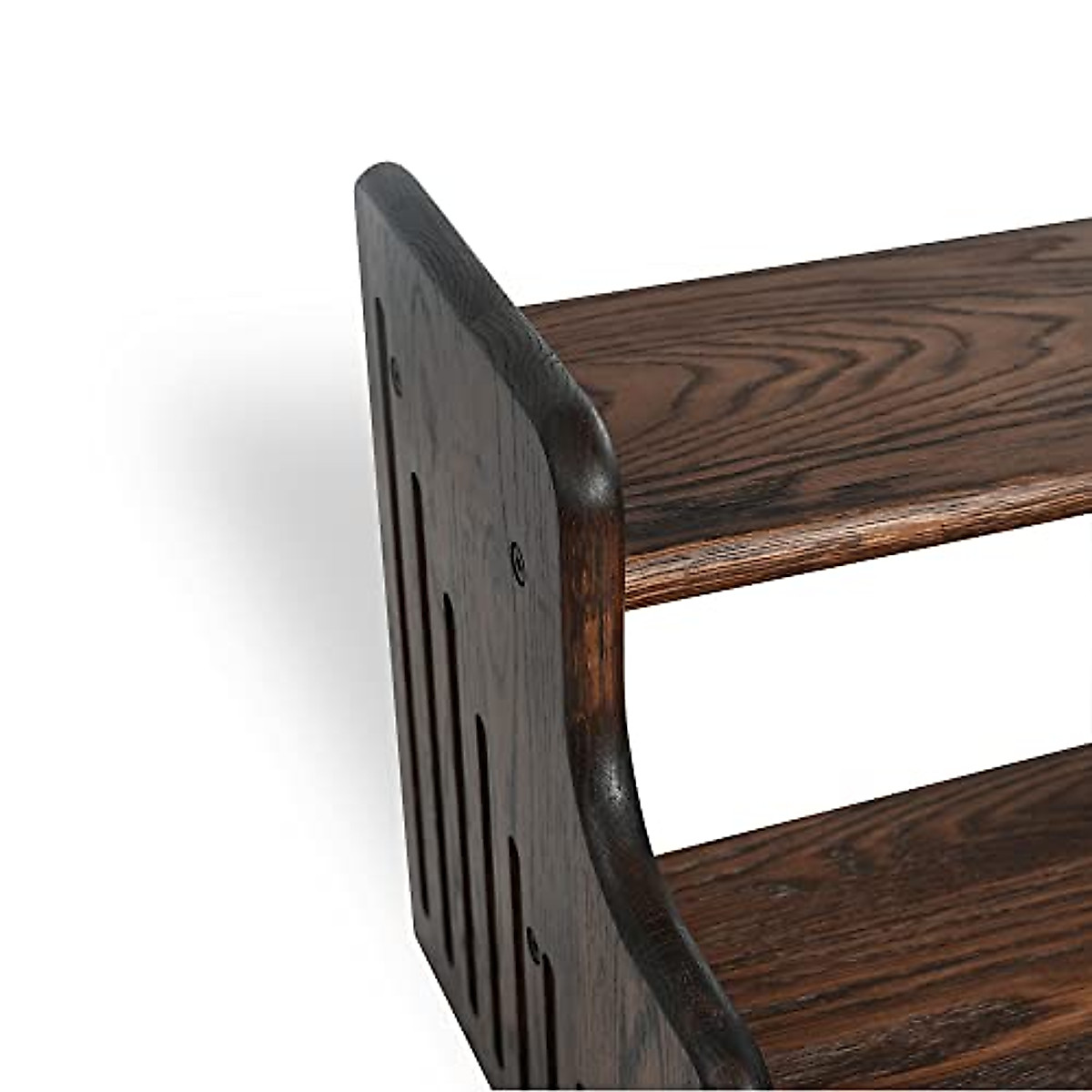 CONSDAN 2 Tier Step Stool, USA Grown Solid Hardwood Oak, Wooden Step Stool for Adults Kids Seniors, Bathroom Kitchen Toilet Living Room Bedroom Helper Stool (Chocolate Color)