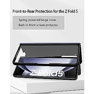 Cresee Case for Samsung Galaxy Z Fold 5 (2023) with Built-in Cover Screen Protector & Hinge Protection, Slim Hard PC + PU Protective Phone Case for Galaxy Z Fold5 5G - Lavender