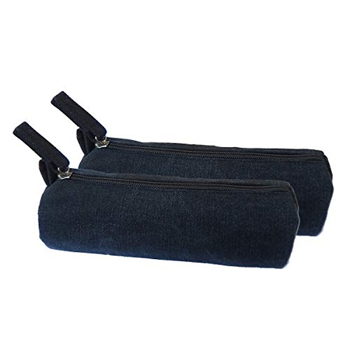 Enyuwlcm Heavy Canvas Stationery Simple Small Pencil Case and Durable Black Pencil Pouch Bag with Handmade Zipper Set of 2