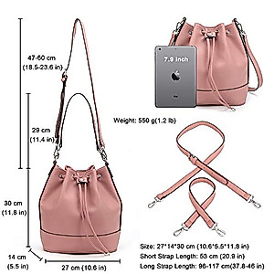 AFKOMST Bucket Bags and Purses For Women Drawstring Hobo and Shoulder Handbags with 2 Detachable Straps