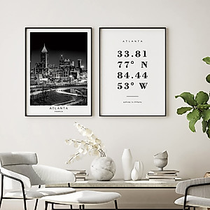 Dear Mapper Atlanta United States View Abstract Road Modern Map Art Minimalist Painting Black and White Canvas Line Art Print Poster Art Print Poster Home Decor (Set of 3 Unframed) (20x28inch)