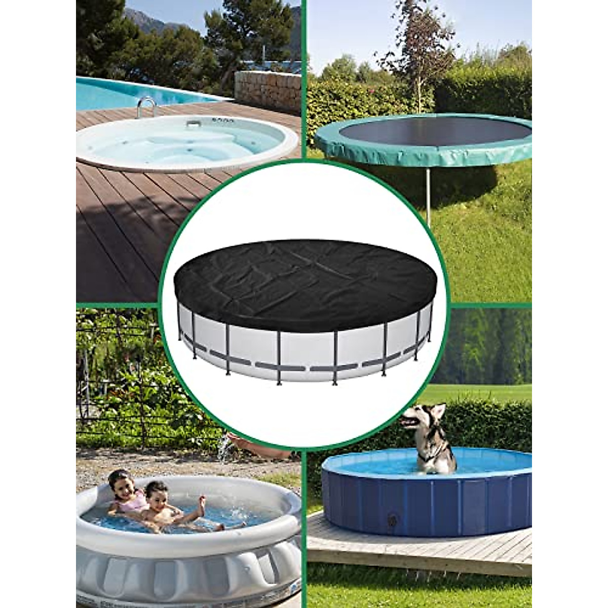Round Pool Cover 8 FT, Pool Covers for Above Ground Pools, Durable Solar Pool Cover, Cold and UV Resistant Pool Winterizing Kit, Includes Winch and Cable for Easy Installation