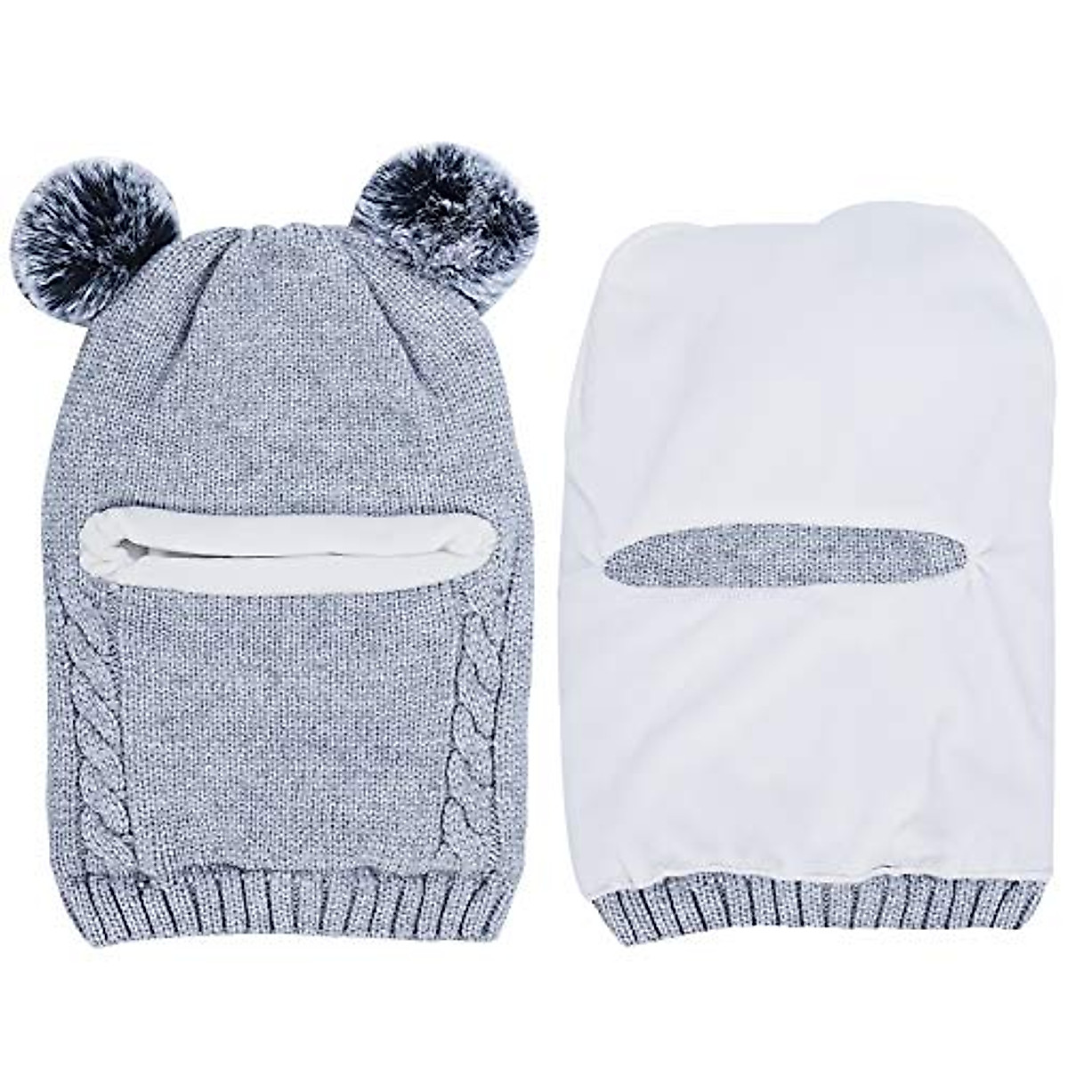 Bienvenu Baby Boy Girl Winter Hat, Kids Earflap Hat with Scarf, Toddler Fleece Beanie Cap Balaclava, Gray